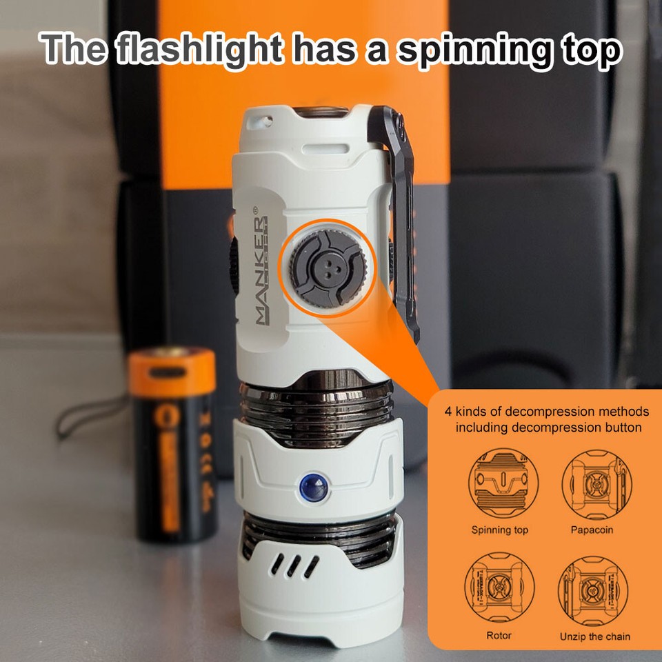 Mankerlight Timeback Limited Edition White +Black Pocket EDC Flashlight ...