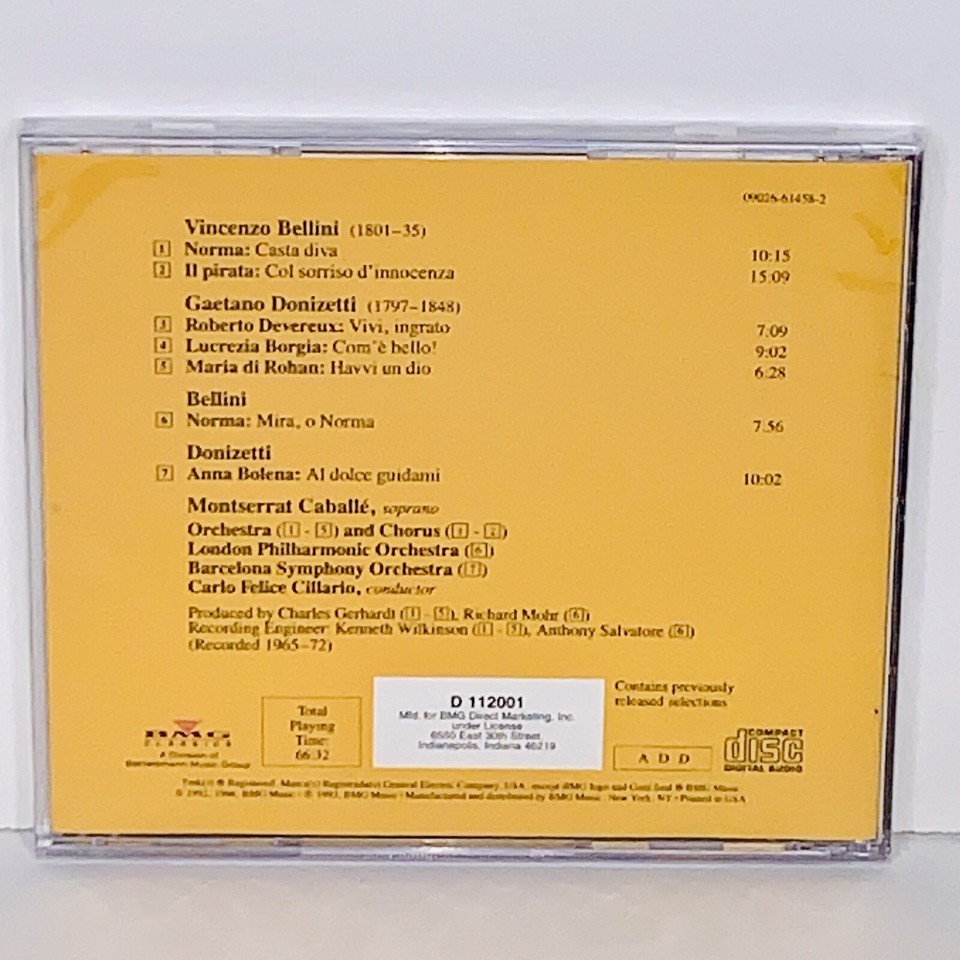 Factory Sealed (wrapped) Montserrat Caballe Sings Bellini & Donizetti ...