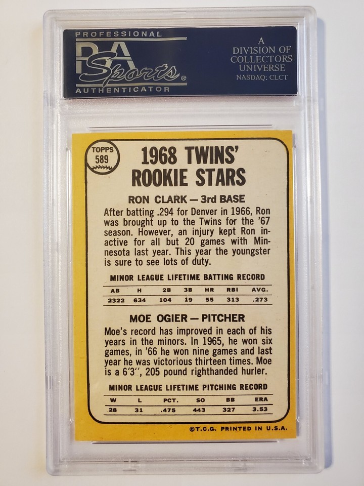 1968 Topps #589 Twins Rookie Stars Ron Clark Moe Ogier PSA 9 | eBay