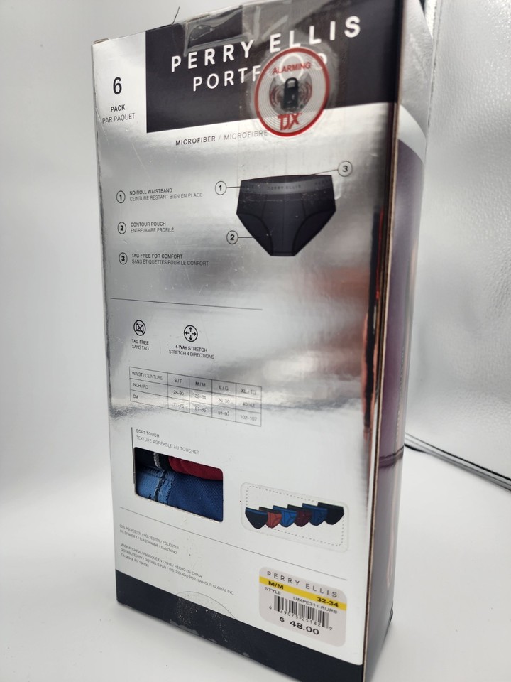 Perry Ellis Portfolio Mens 6-Pack Microfiber Briefs Assorted Colors ...