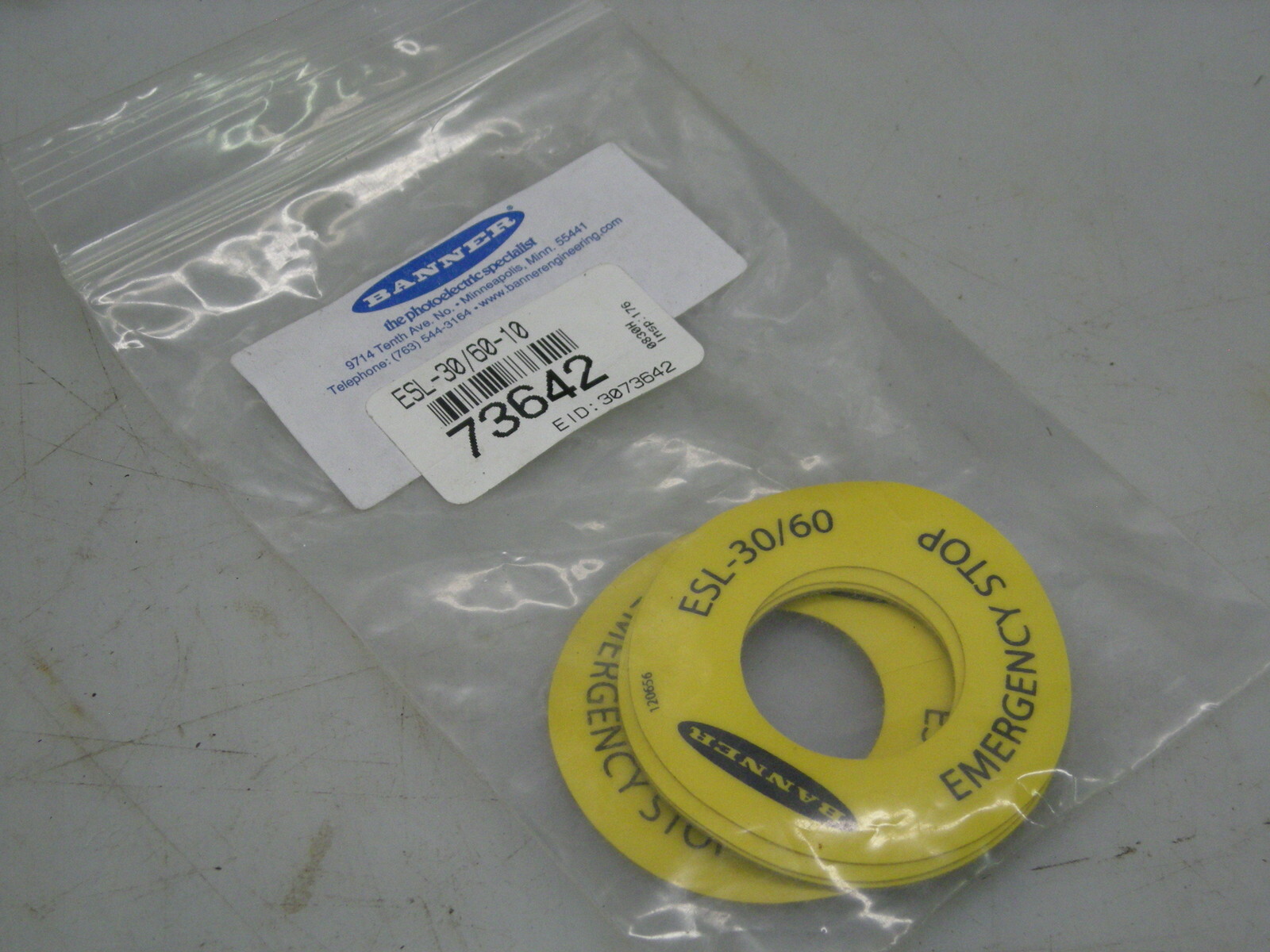 Package of 10 Banner ESL-30/60 E-Stop Ledgend 30mm/60mm 73642 | eBay