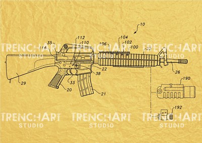 Colt AR 15 Patent Print Poster rifle remington firearm gun War Wall Art ...