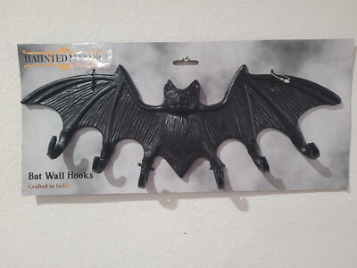 Halloween Cast Iron Bat Metal Wall Hanger Hooks Gothic Home Decor 15.75 ...