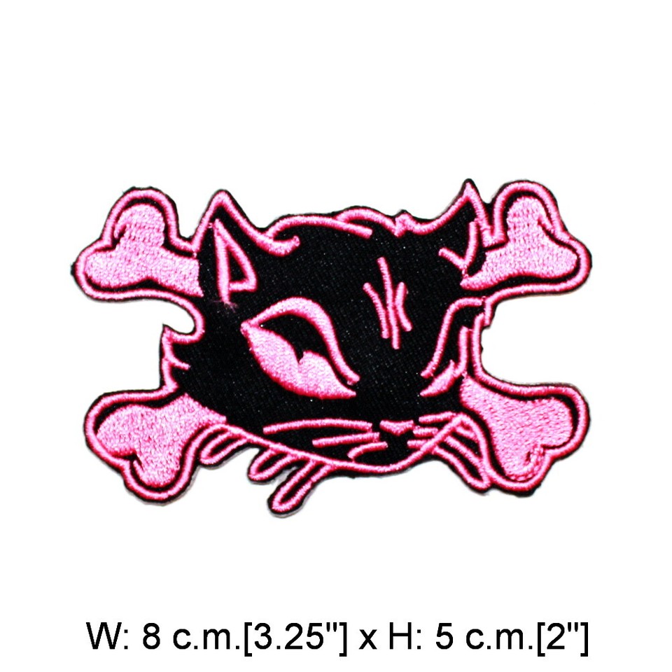 Pink Cat Patch Motorcycles Biker Artwork Emblem for DIY Iron on Clothes ...