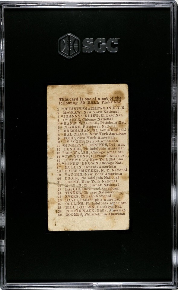 1910 E98 CHRISTY MATHEWSON HOF RARE - SGC 1 New York Vintage Baseball ...