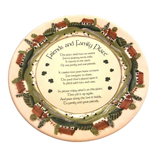 "The Giving Plate" 12 1/2” multi colored ceramic raised 3D Houses and ...