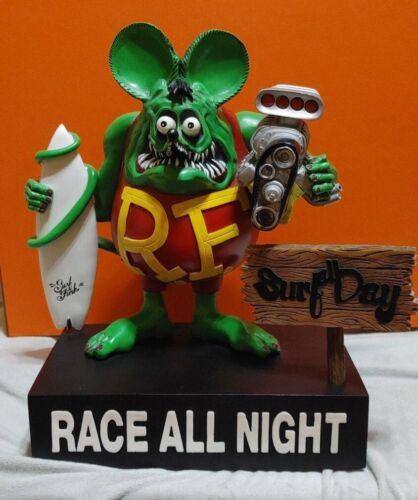 Vintage Rare RAT FINK Figure Statue SURF ALL DAY RACE ALL NIGHT SURF ...