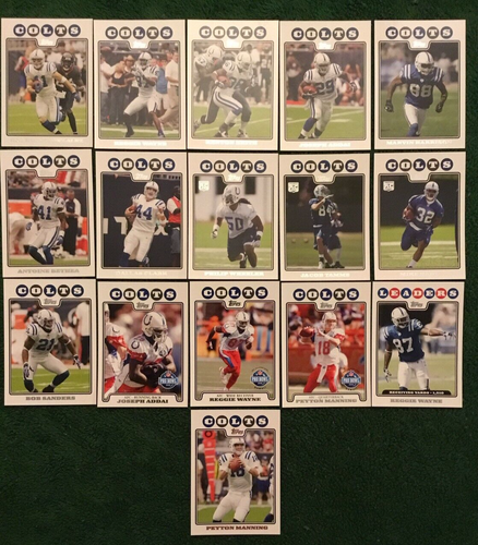 2008 Topps INDIANAPOLIS COLTS Complete Team Set 16 Manning, Wayne ...