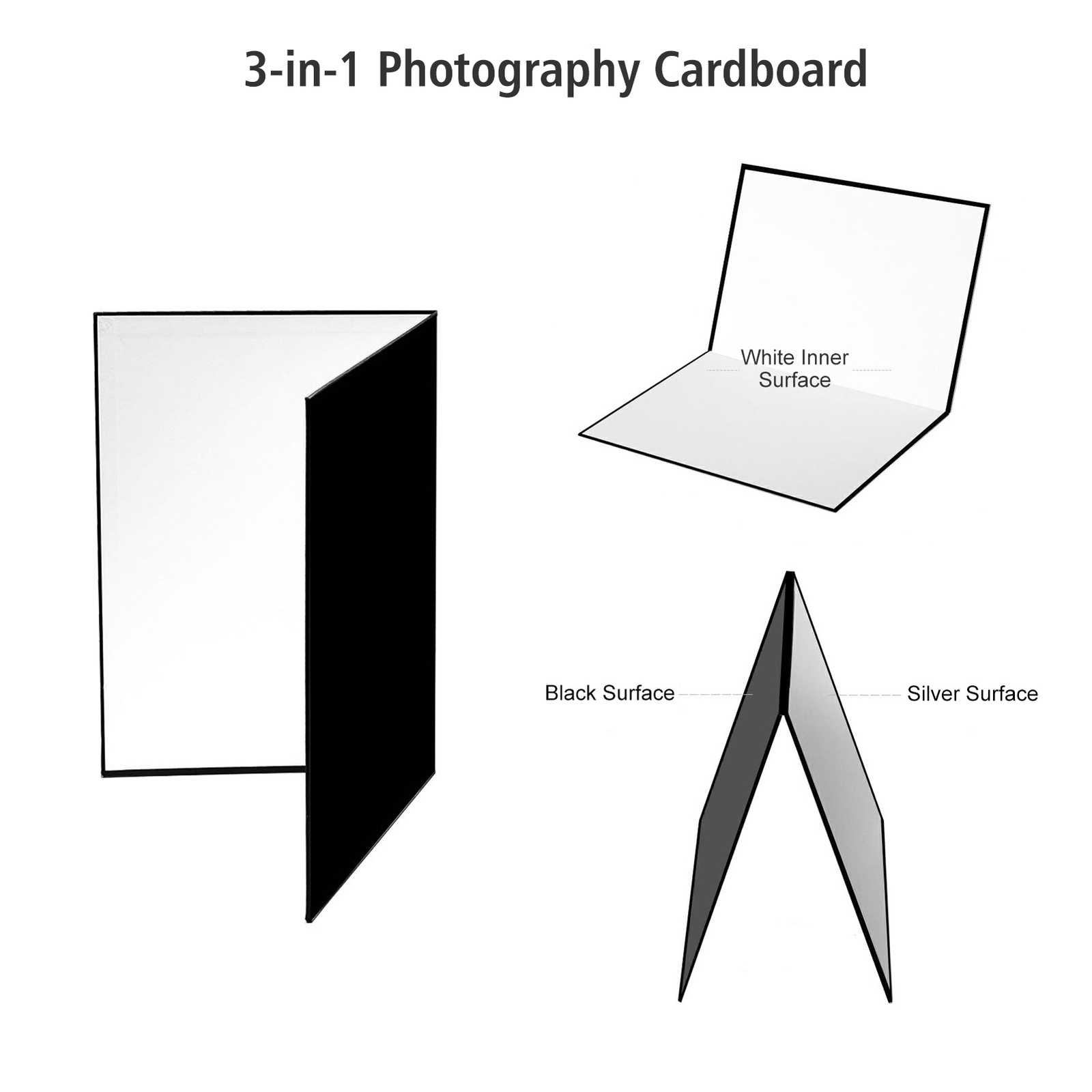 3-in-1 Photography Cardboard Paperboard Folding Photography Reflector ...