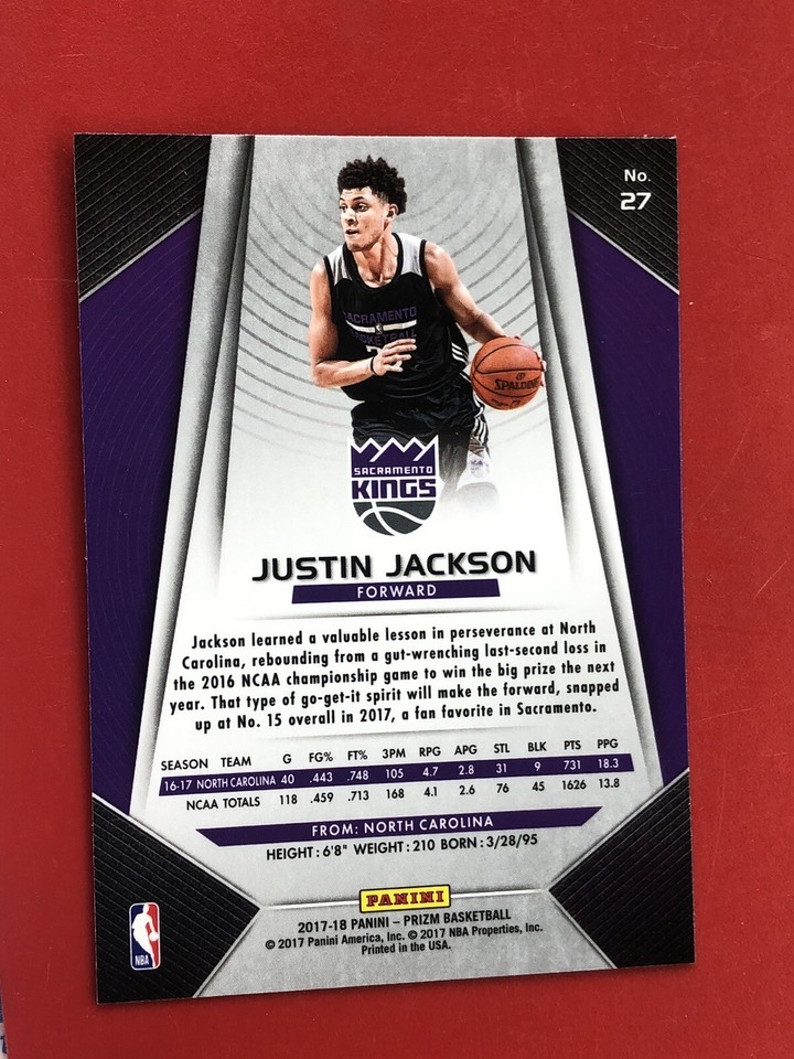 2017-18 Panini Prizm Justin Jackson #27 Rookie RC | eBay