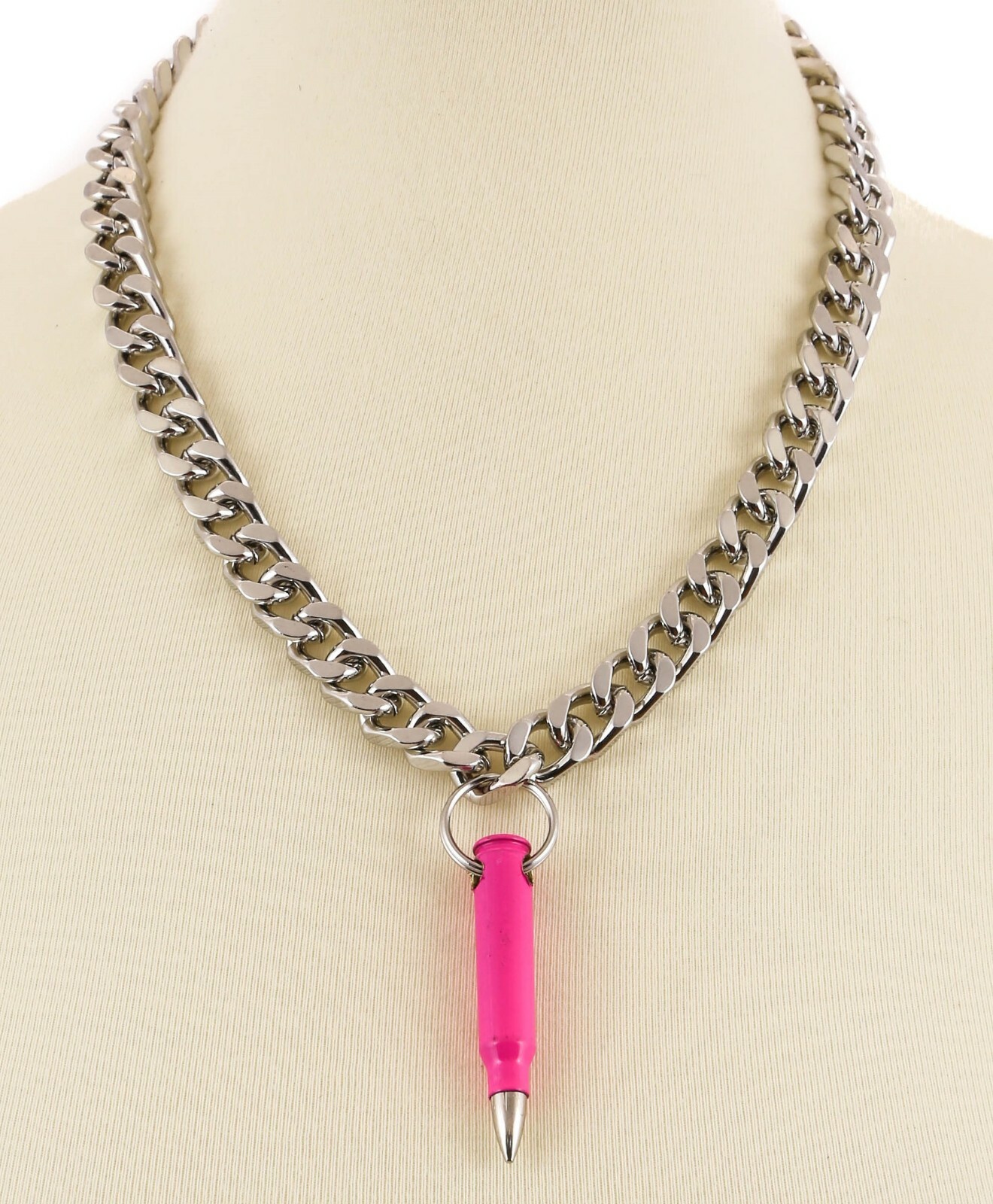 M16 .223 Caliber Hot Pink Bullet Necklace Diamond Cut Cuban Chain Real ...