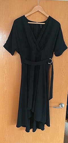 YAS Black Zenabo Dip Hem Dress M 12 | eBay UK