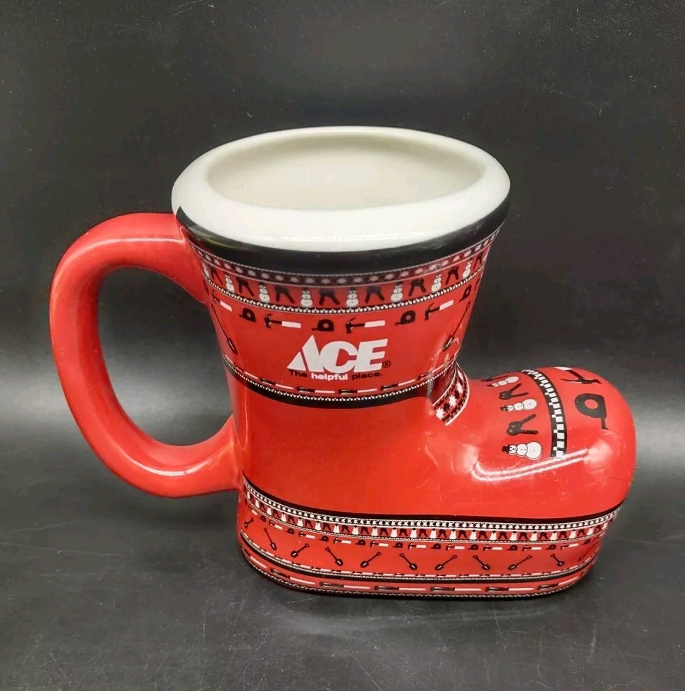 ACE Hardware Store Red Holiday Christmas Boot Mug w/ Snowflakes and ...