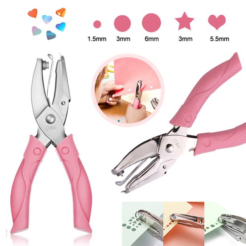 5x Circle/Heart/Star Shaped Metal Hole Punch pliers Soft Grip Paper ...