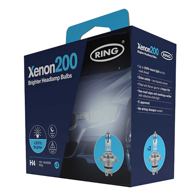 Ring Xenon 200 H4 Head Light High Performance Bulbs +200% SUPER BRIGHT ...
