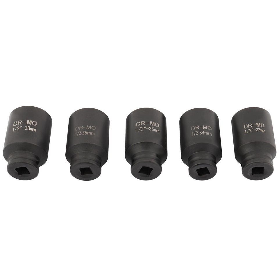 5Pcs 1/2'' Drive 6 POINT Deep Spindle Axle Nut Socket Set 5pcs 33 34 35 ...