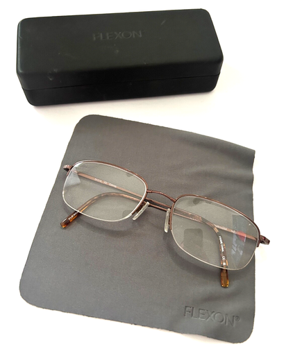 Flexon 606 by Marchon Coffee 54-19-140 Mens Half-Rim Metal Eyeglass ...