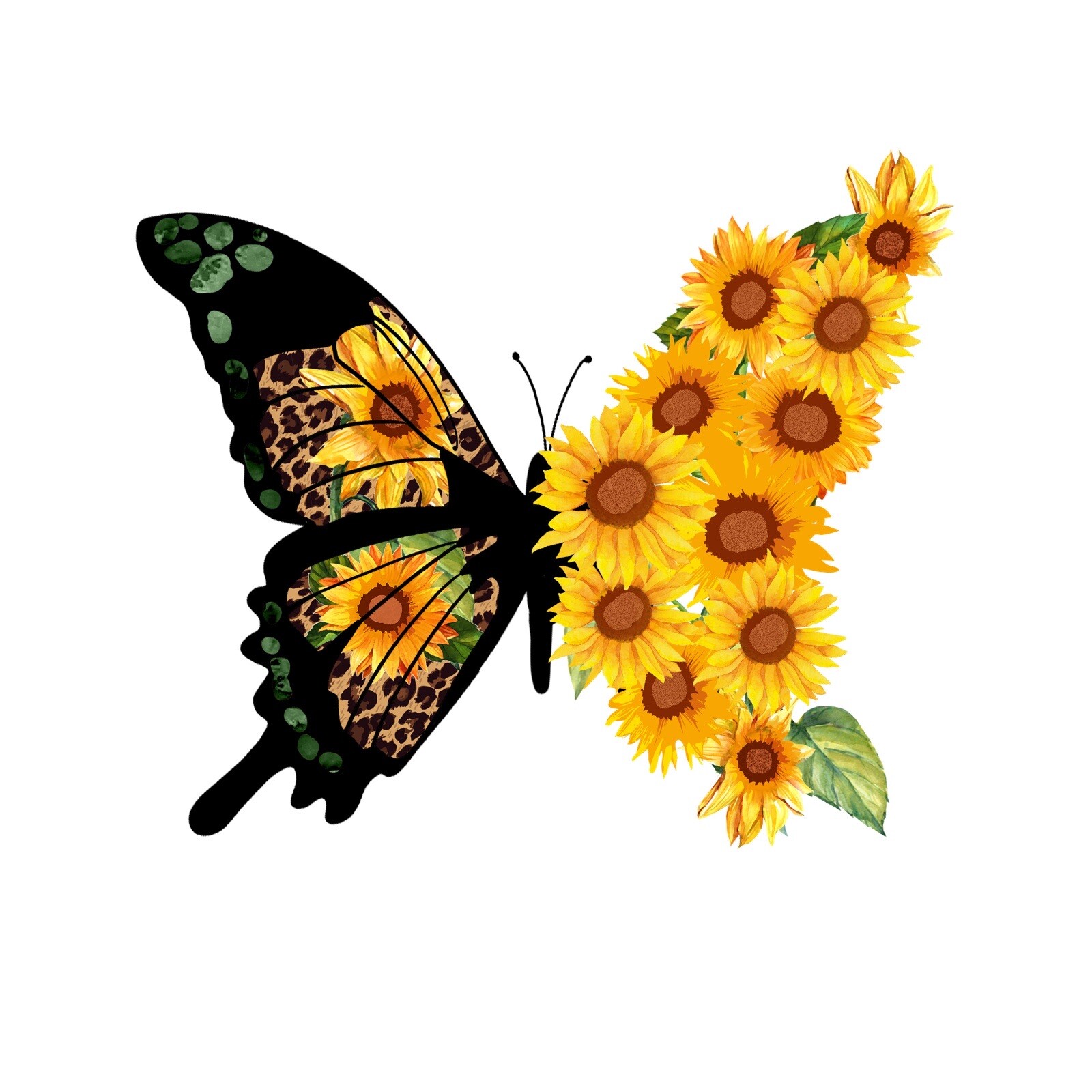 4” Butterfly Sticker Boho Shabby Chic Sunflower Waterproof Bumper ...