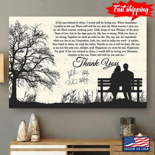 Vintage Romantic Couple Sitting On Wooden Bench Thank You Lyrics With ...