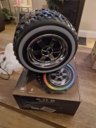 RGB Lights Table Lamp Speaker In The Shape of A Car Wheel USB Charging ...