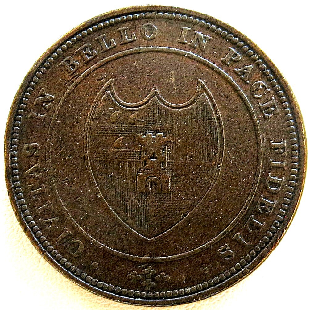 1811 GREAT BRITAIN VALUE 1 PENNY WORCESTER CITY & COUNTY COPPER TOKEN W ...