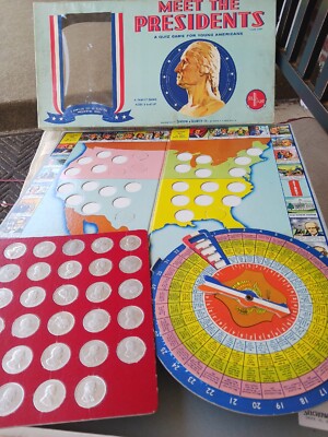 VINTAGE 1953 MEET THE PRESIDENTS Board Game Selchow & Righter Co ...