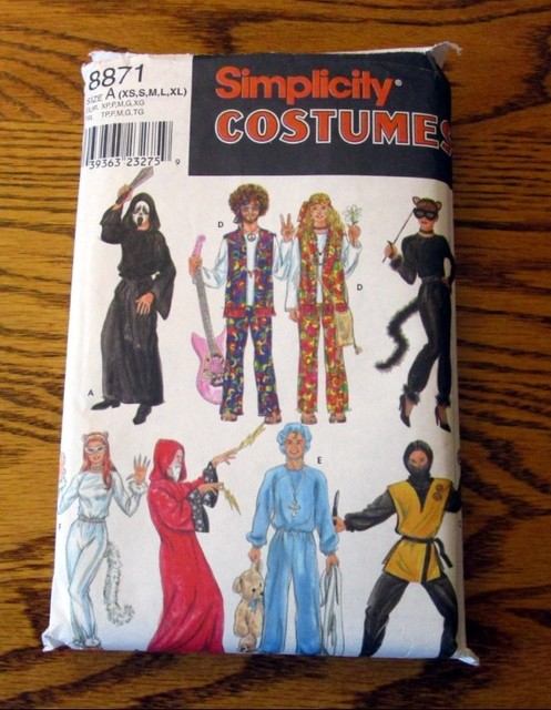 Simplicity 8871 Halloween Costume Pattern Adult XS to XL Hippie Ninja ...
