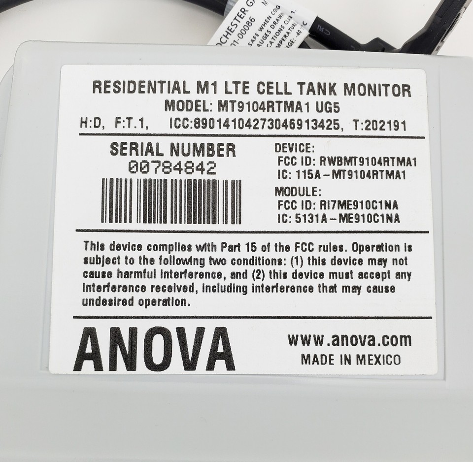 ANOVA MT9104RTMA1 Remote Residential M1 LTE Cell Tank Monitor RTM, New ...