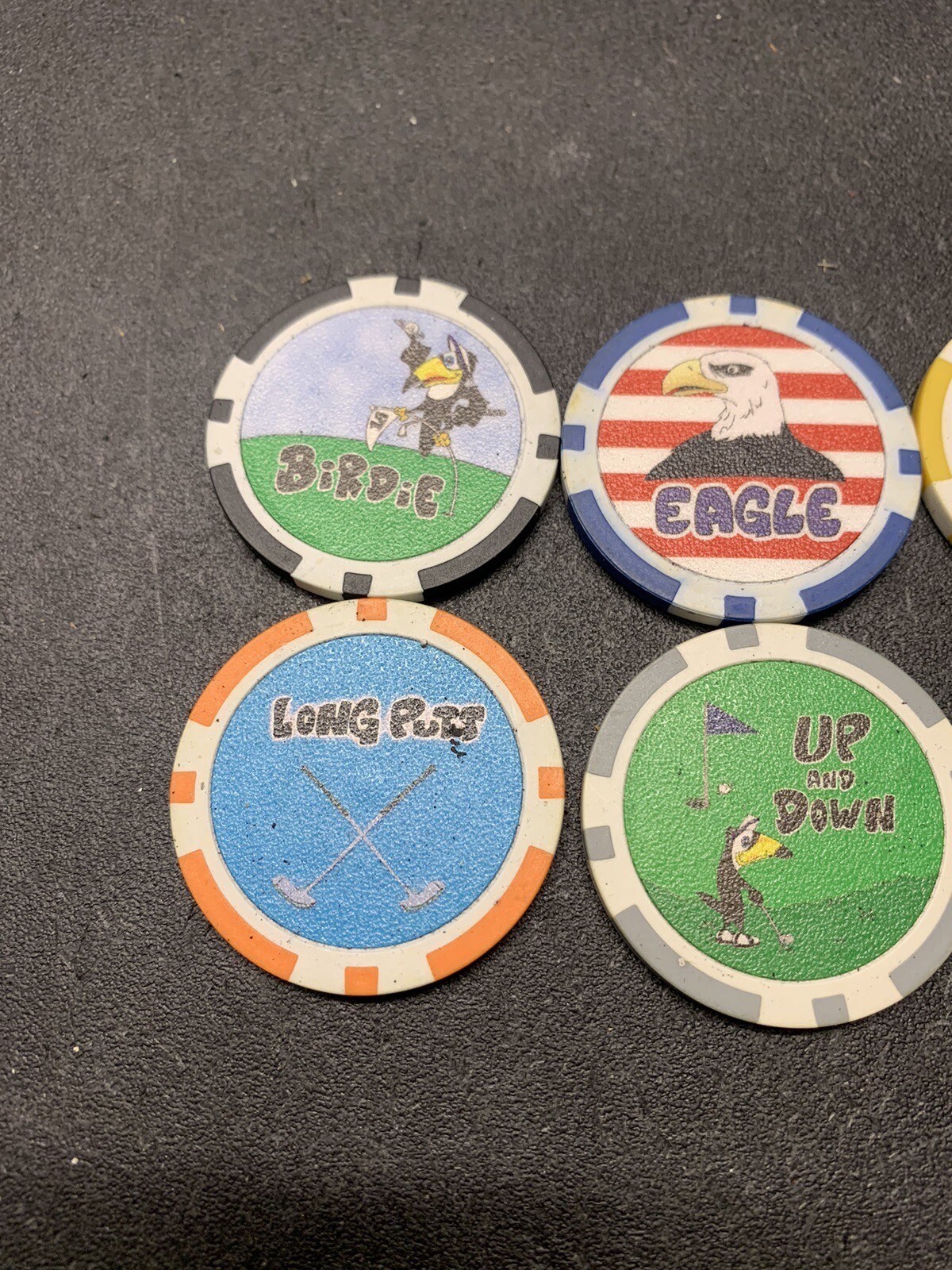 6 Golf Ball Markers Birdie Eagle Up Down Funny Ball Markers Used | eBay