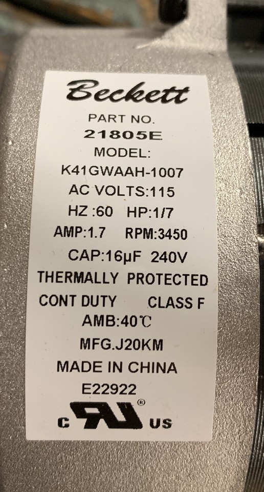 BECKETT AF/AFG/CF375 1/7HP PSC BURNER MOTOR 115V 21805U | eBay