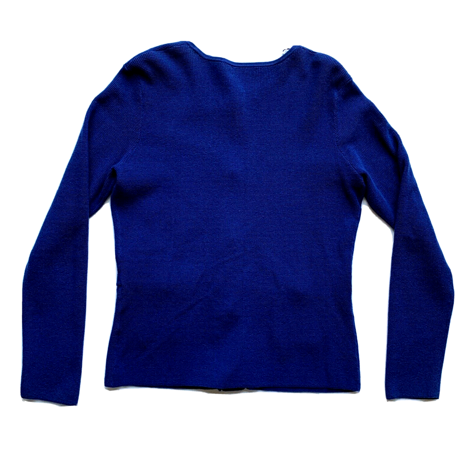 Anne Klein AK Cardigan Sweater Womens Large Chunky Knit Pockets Cotton ...