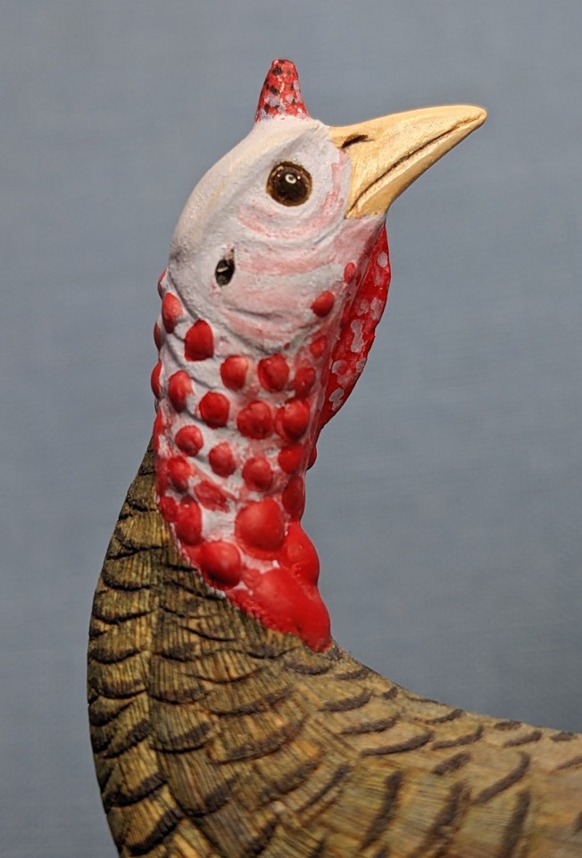 Manfred Scheel Hand Carved Turkey & Blue Jay on Wooden Base | eBay