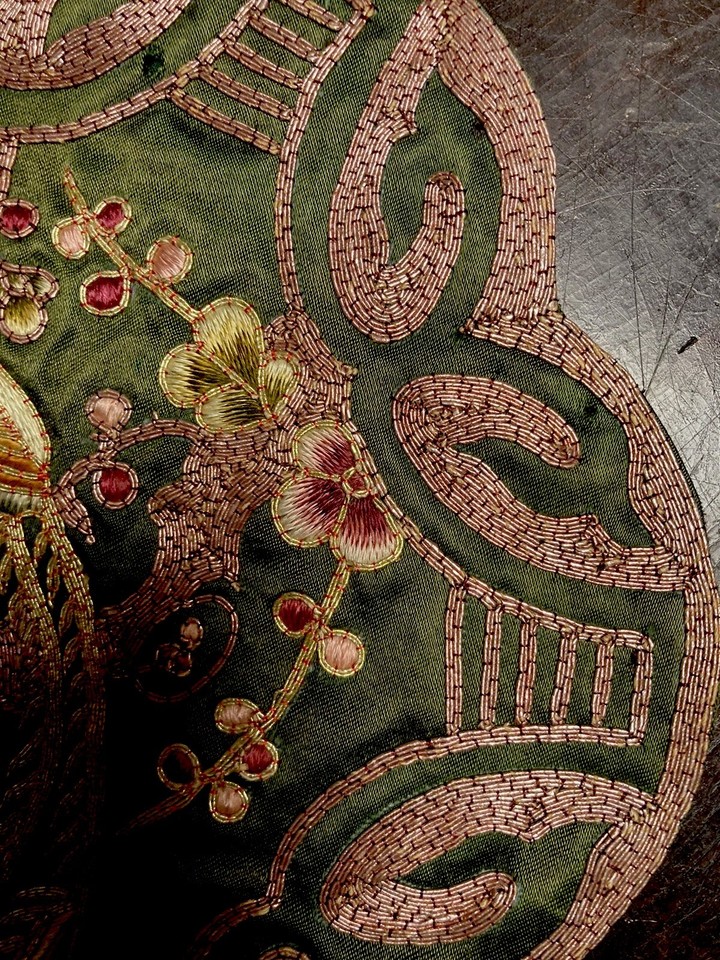 Qing Dynasty Chinese Embroidered Metallic Thread Mat/Doily Vintage ...