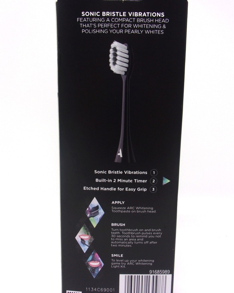 ARC Metal Sonic Power Toothbrush + Travel Case, Battery, Matte Black ...