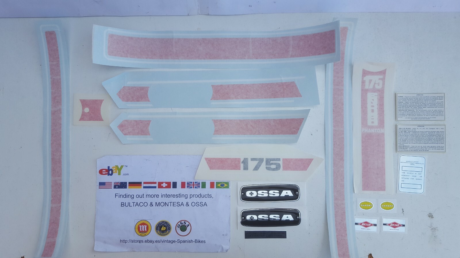 OSSA ENDURO PHANTOM 175 KIT DECALS FULL BIKE NEW OSSA PHANTOM 175 ...