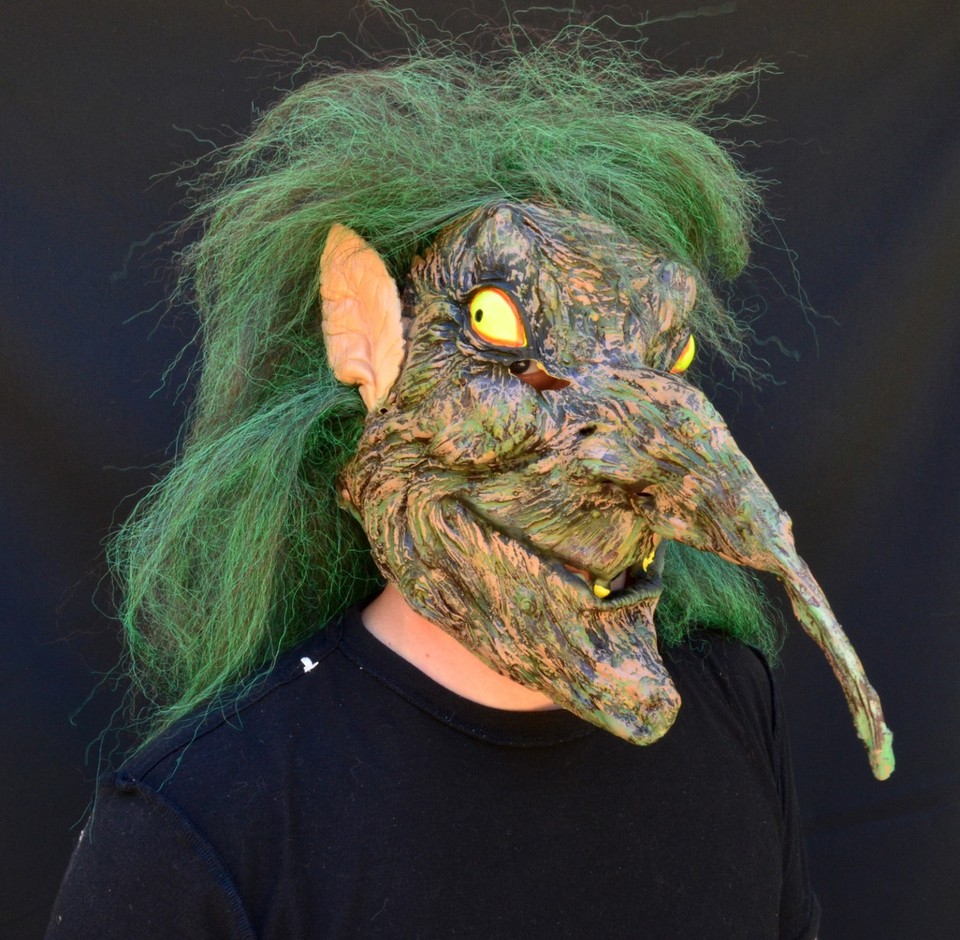 Creepy Scary Halloween Witch Mask Latex Costume Mask Evil Warlock | eBay