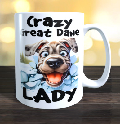 Crazy Great Dane Lady 11oz Dog Coffee Mug Novelty Gift | eBay Australia