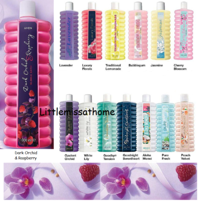 AVON BUBBLE BATH jasmine orchid lavender cherry peony coconut gum lily ...