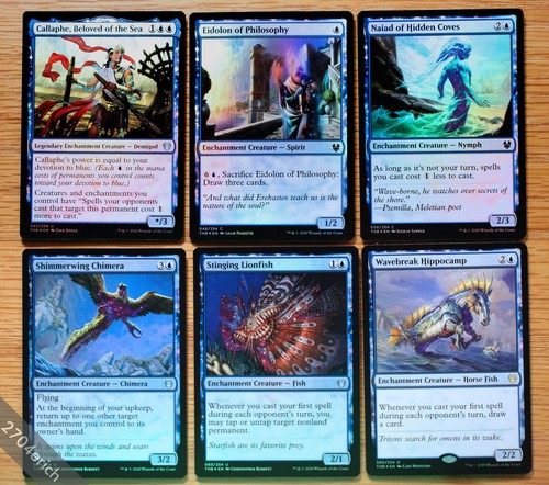 Set of 6 Blue FOIL Enchantment Creatures *NM* (Magic MTG) Wavebreak ...