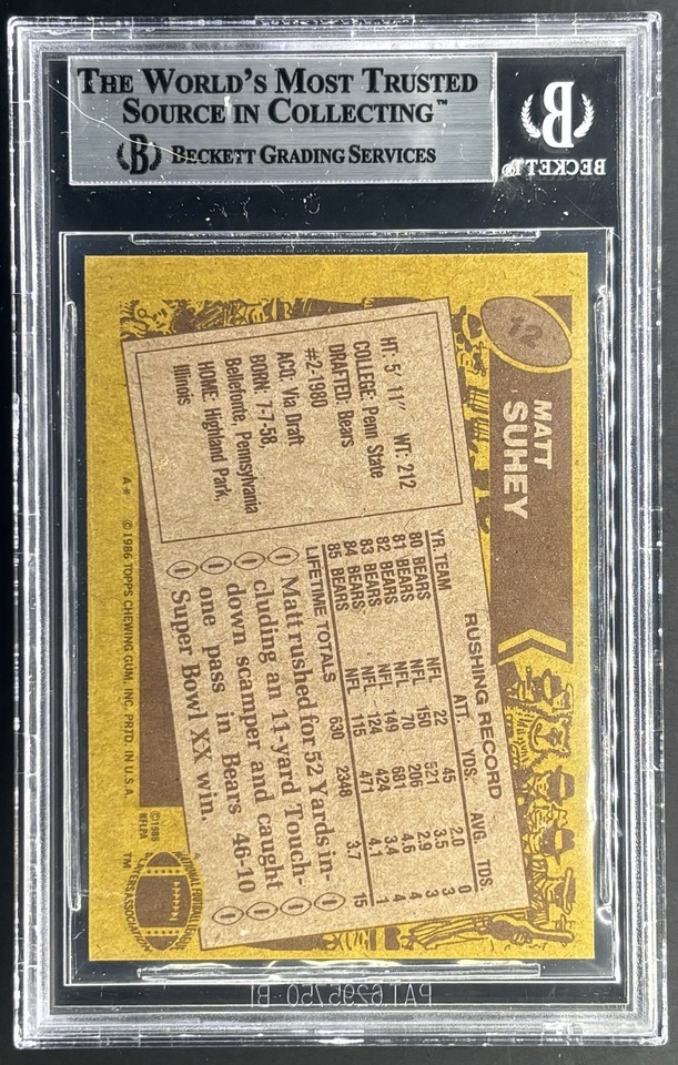 1986 Topps Matt Suhey #12 BGS 8.5 | eBay