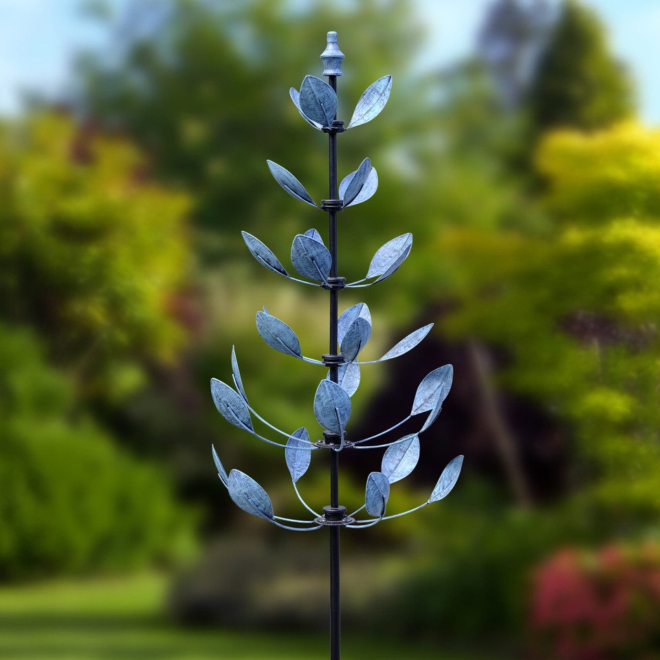 72.6"H Metal Blue Tree Wind Spinner Yard and Garden Wind Spinner Blue ...