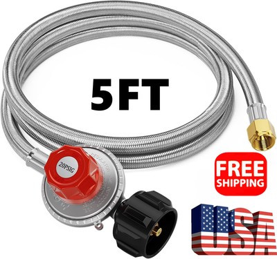 5FT High Pressure Propane 20 PSI Adjustable Regulator with Hose QCC-1 ...