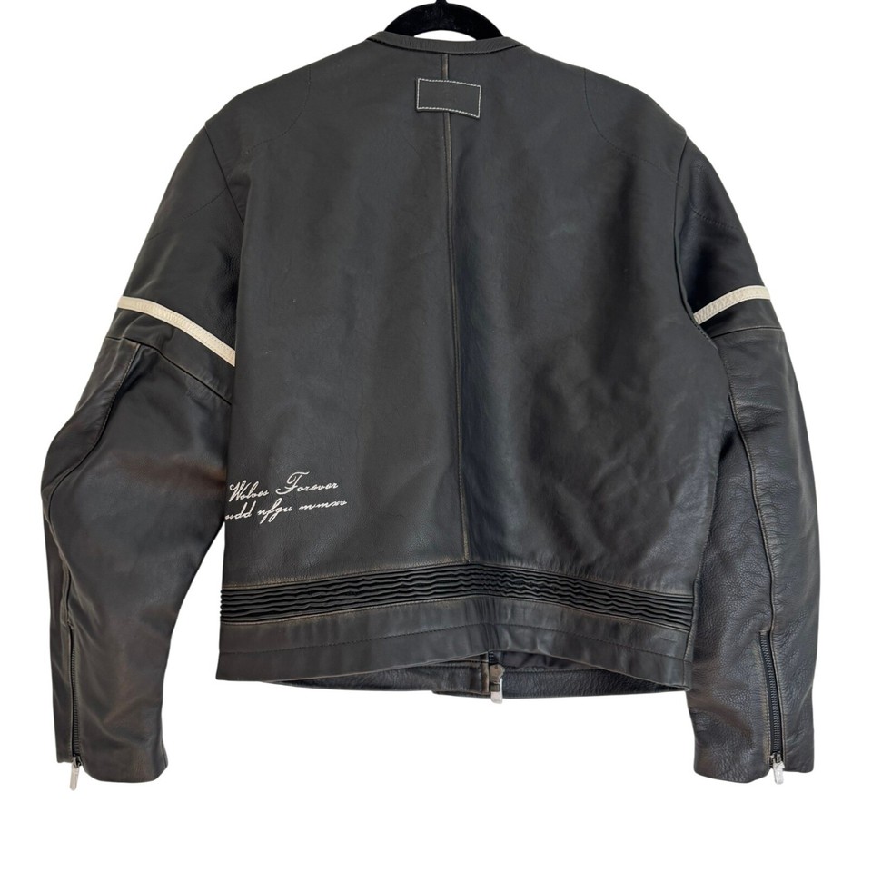 Darc Sport Mens Black Leather Wolves Jacket Motorcycle Biker SMALL | eBay