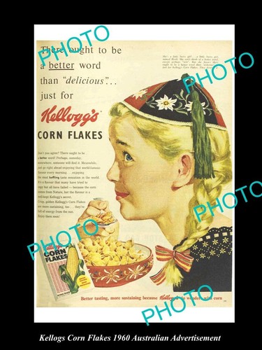 OLD LARGE HISTORIC AUST KELLOGS CORN FLAKES ADVERTISEMENT PHOTO 1960 ...
