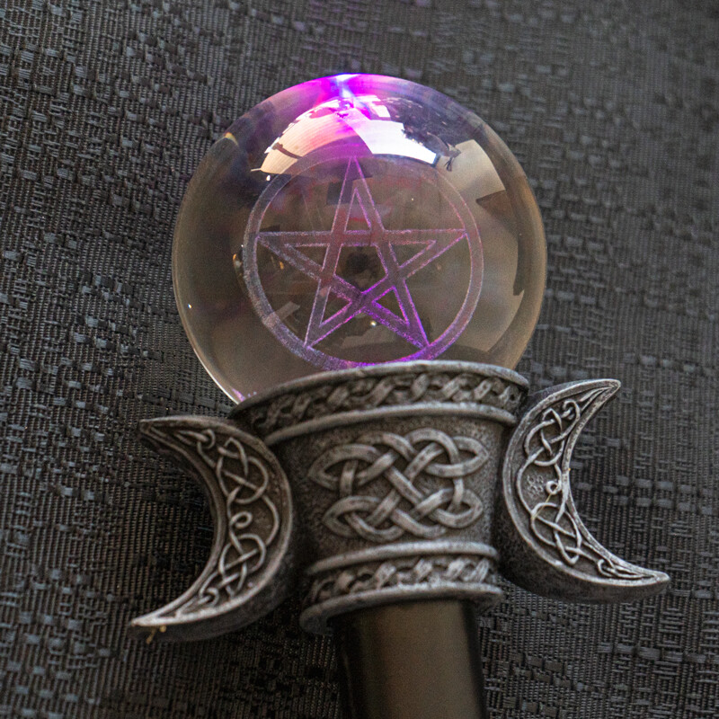 Triple Goddess Sacred Moon Pentagram Star LED Glass D… - Gem