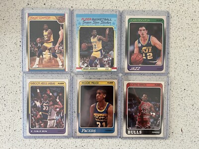 1988 Fleer Basketball Cards (6) - Pippen RC, Miller, Stockton, Magic ...