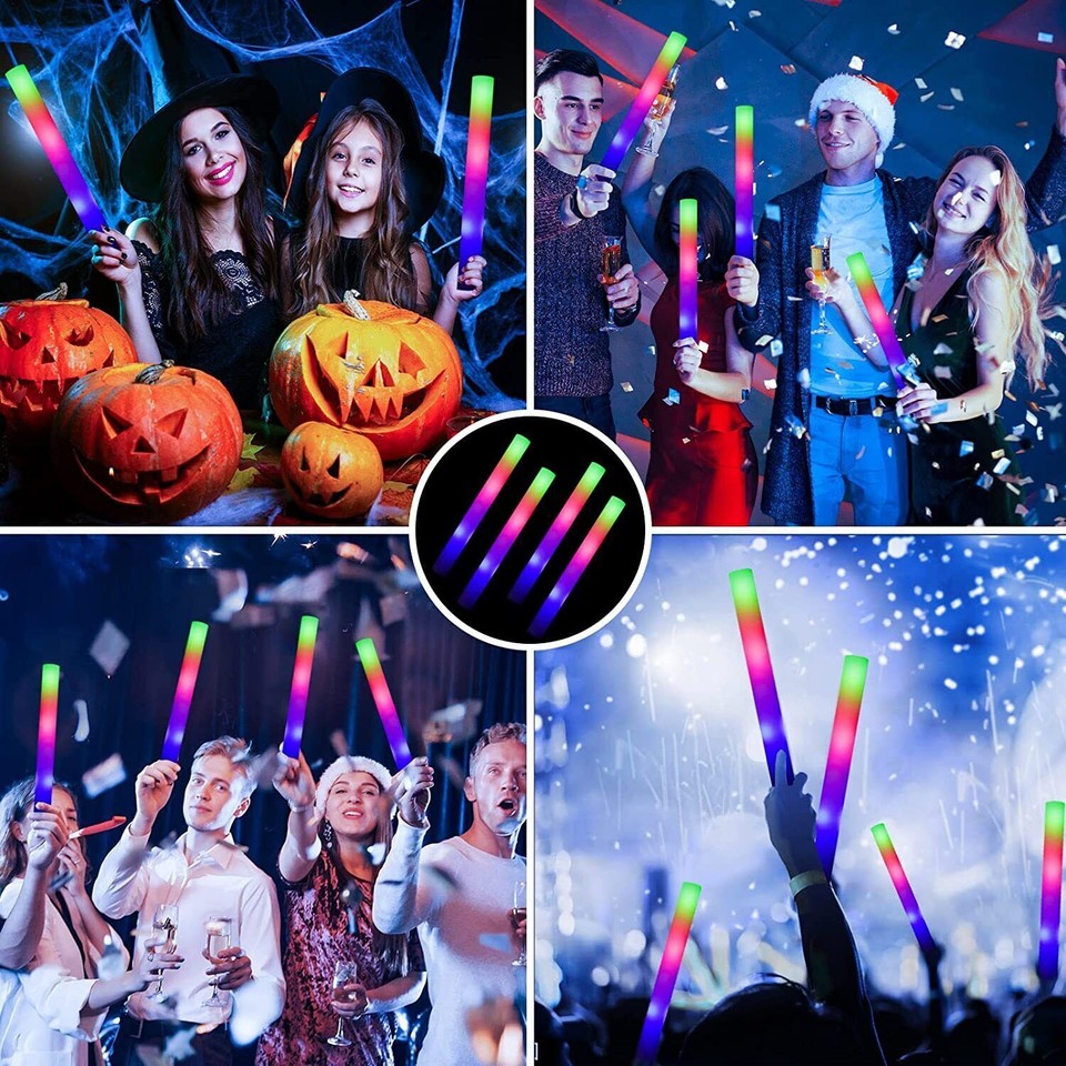 50-1000Pcs Light up Foam Sticks Flashing LED Glow Sticks Wedding Party ...