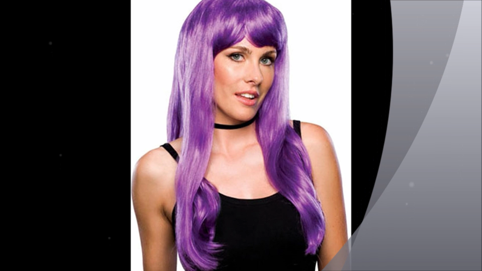 Blue Glamour Clown Wig long straight fashion hair dressup stage party ...