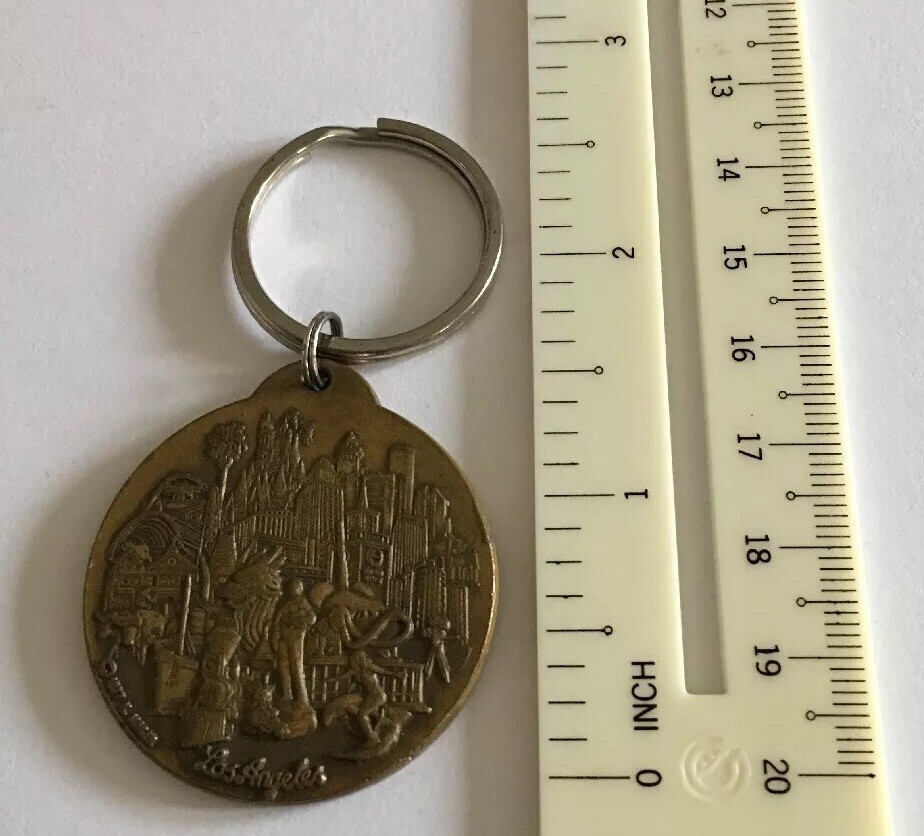 1977 Los Angeles Bronze Embossed Keychain Kurt Mager Artist Keyring ...