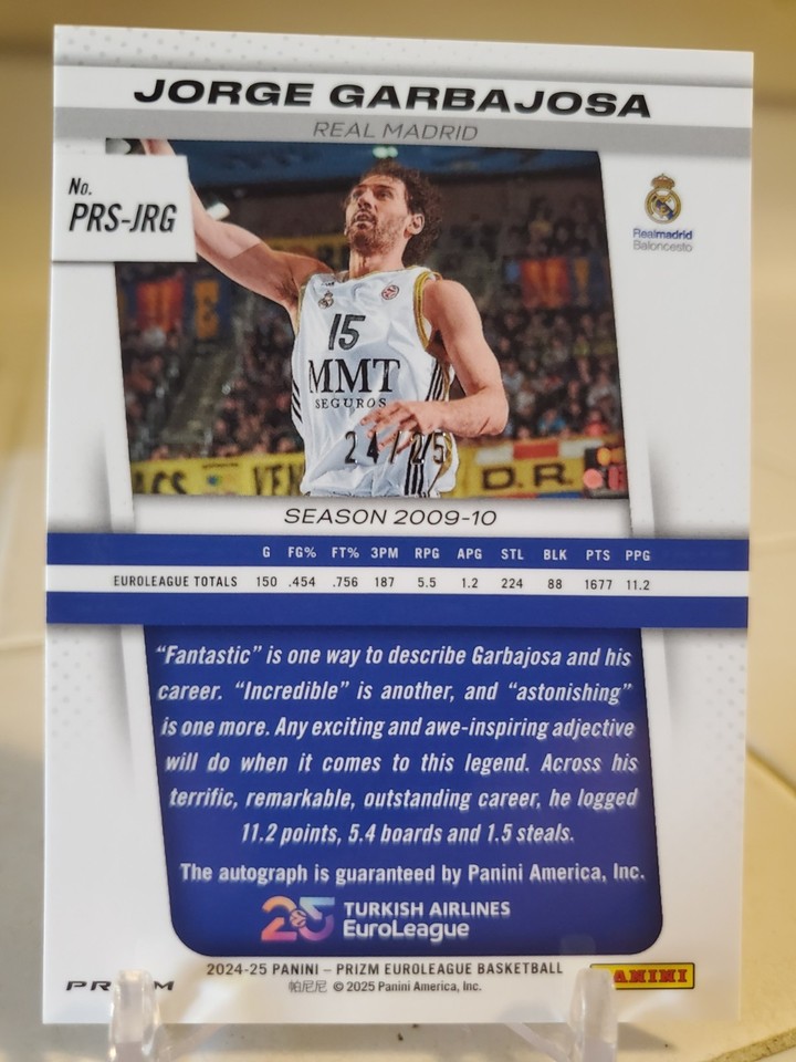 2024-25 Prizm JORGE GARBAJOSA #/25 Auto Autograph SPAIN EURO FIBA ...